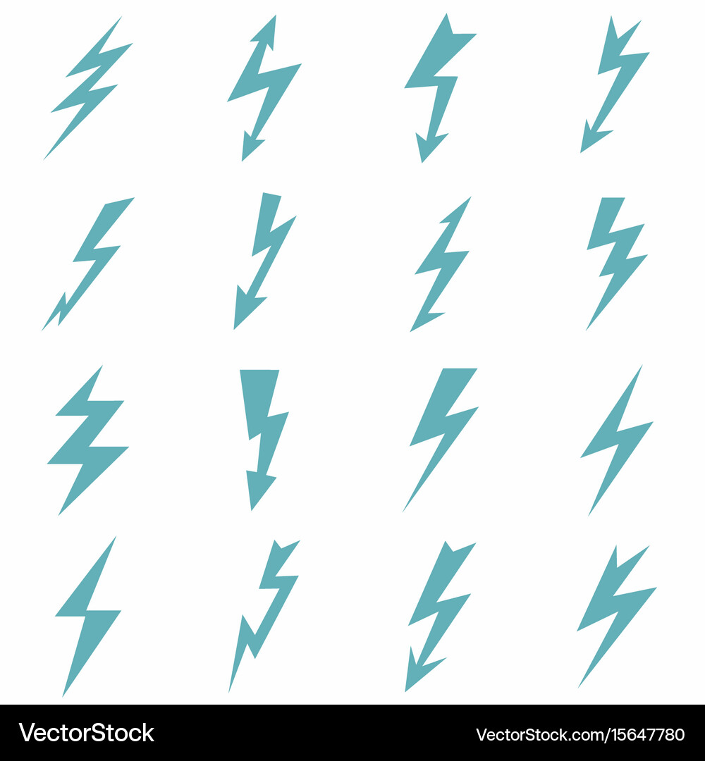 Set of blue color lightnings Royalty Free Vector Image