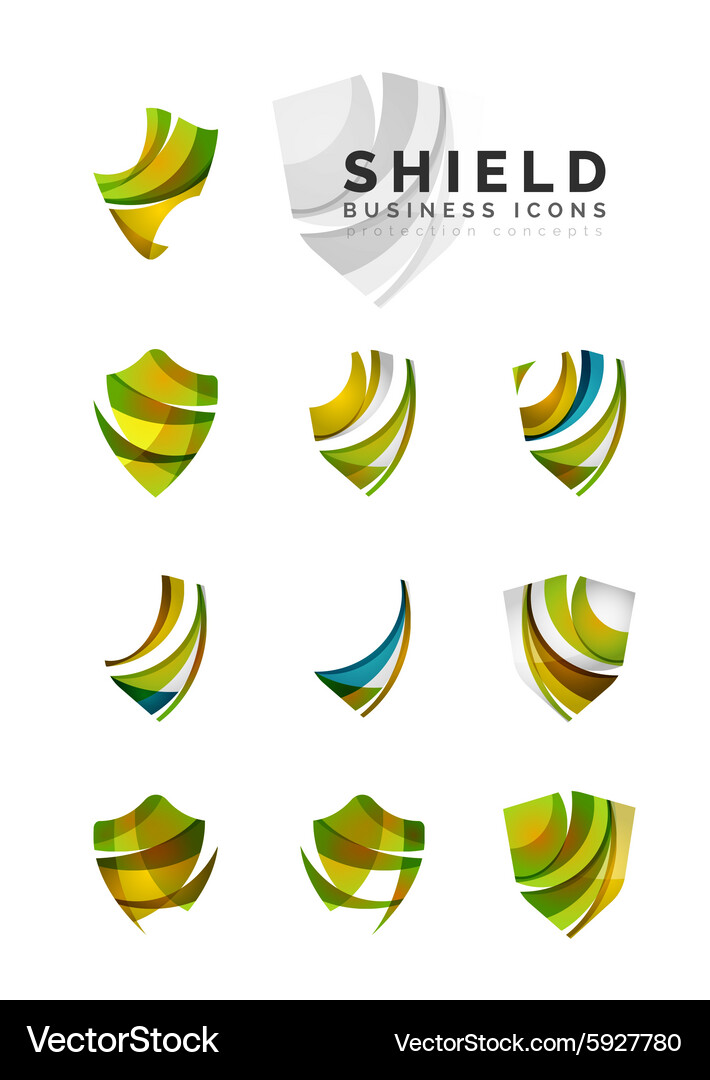Set of protection shield logo concepts Royalty Free Vector