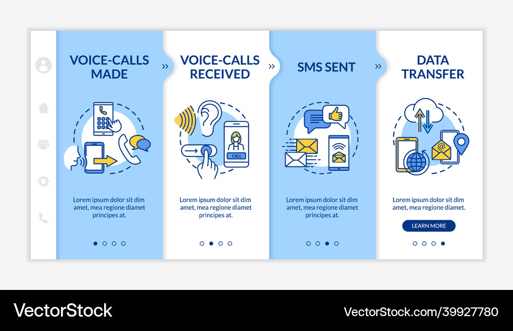 Voice-calls and messages onboarding template Vector Image