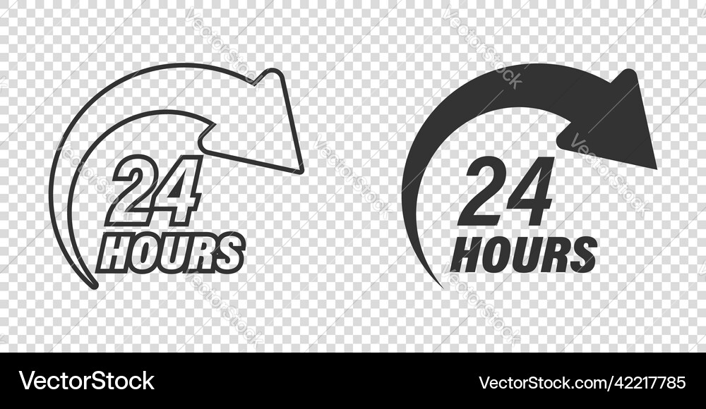 24 hours service icon in flat style all day Vector Image