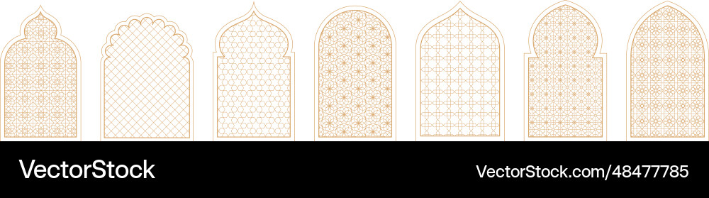 Arabian arc windows mosque shapes graphic islam Vector Image