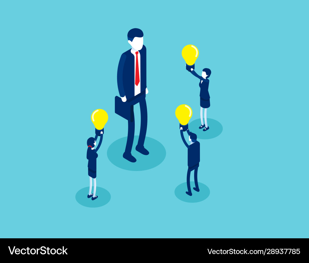Business employee with ideas presentation concept Vector Image