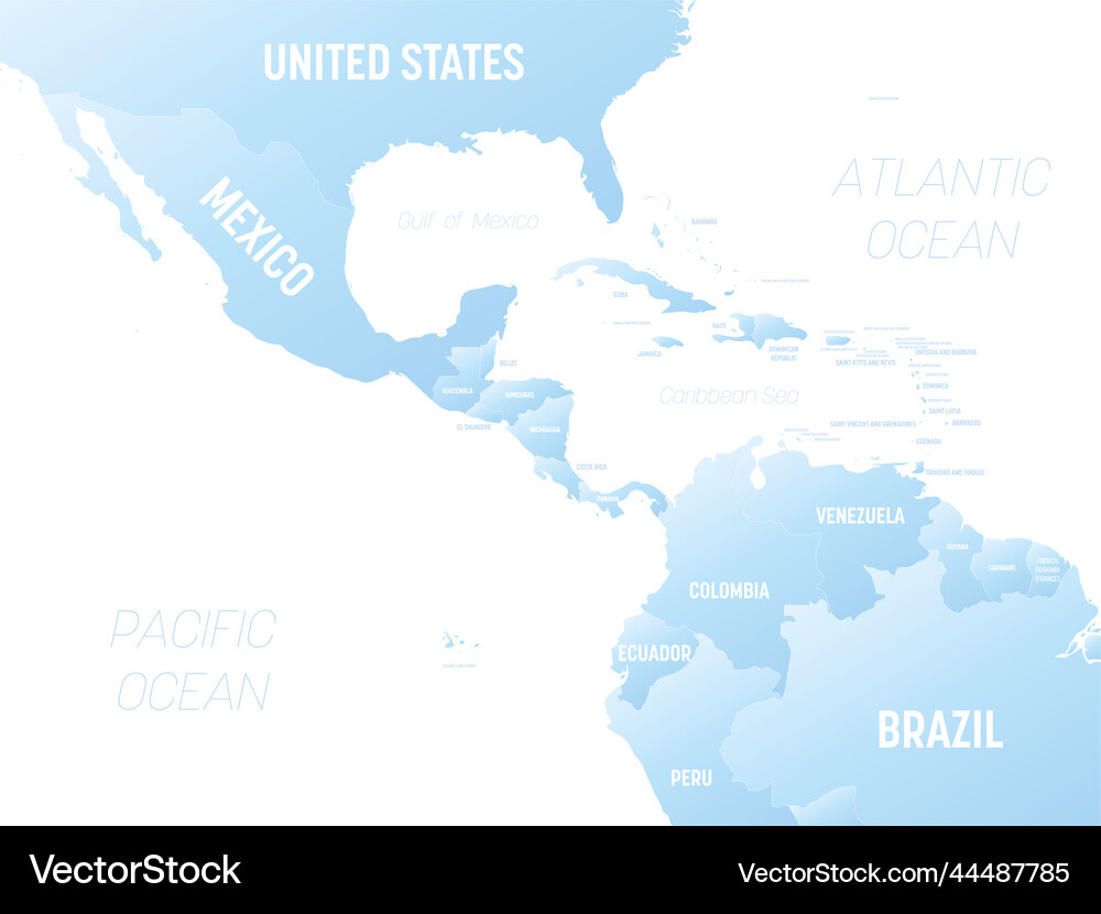 Central america detailed political map with lables