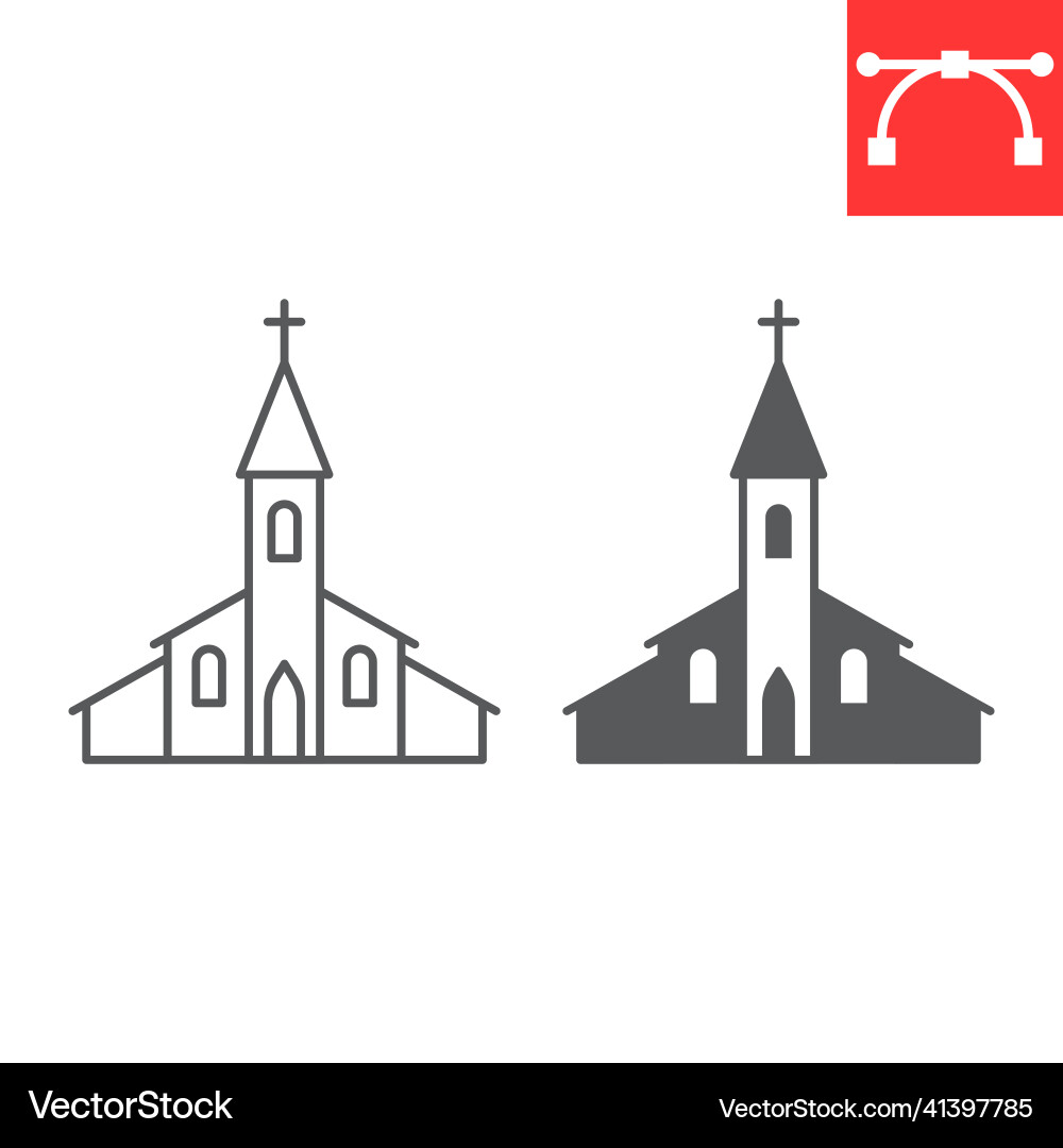 Church line and glyph icon Royalty Free Vector Image