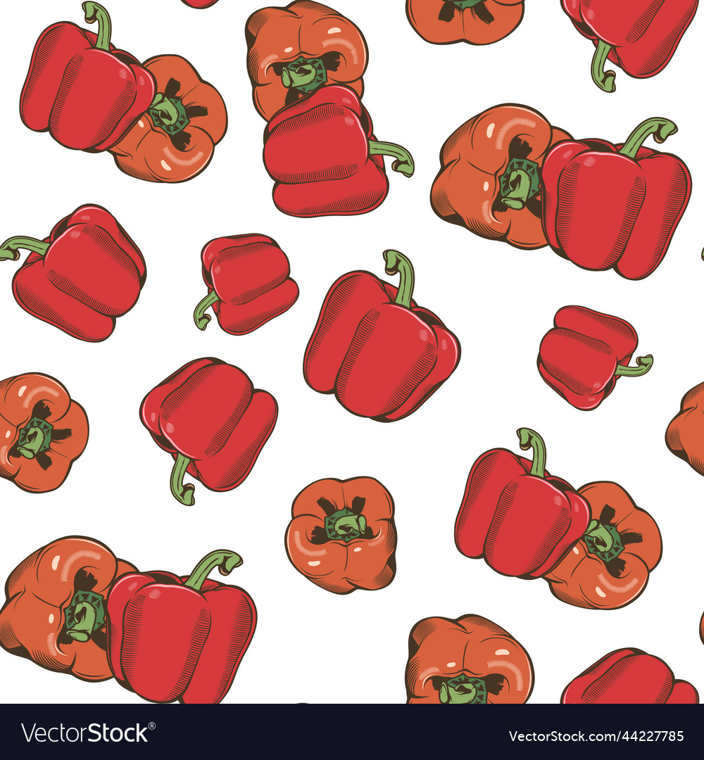 Colored seamless pattern with red pepper Vector Image