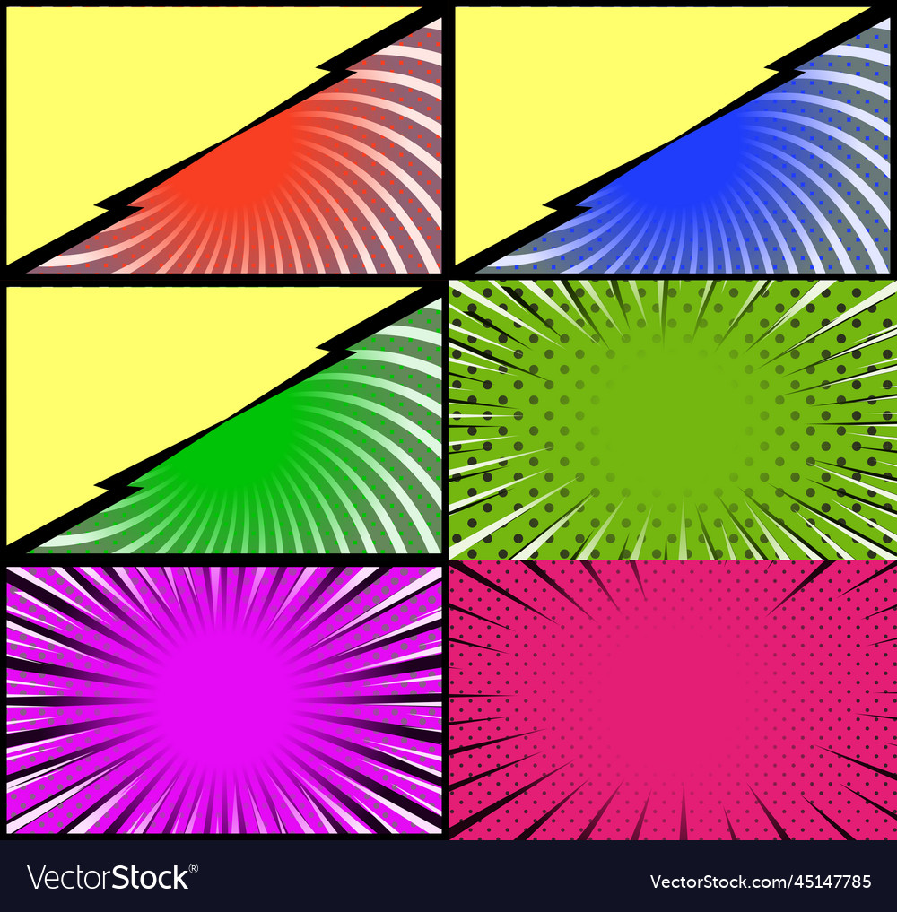 Comic book colorful frames background Royalty Free Vector