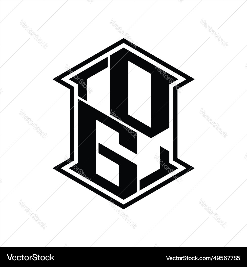Dg logo monogram hexagon shield shape up and down Vector Image