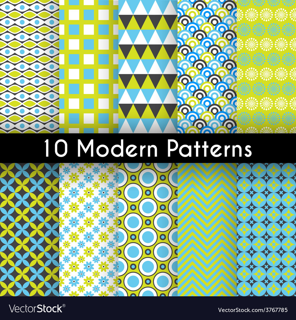 Different modern seamless patterns Royalty Free Vector Image