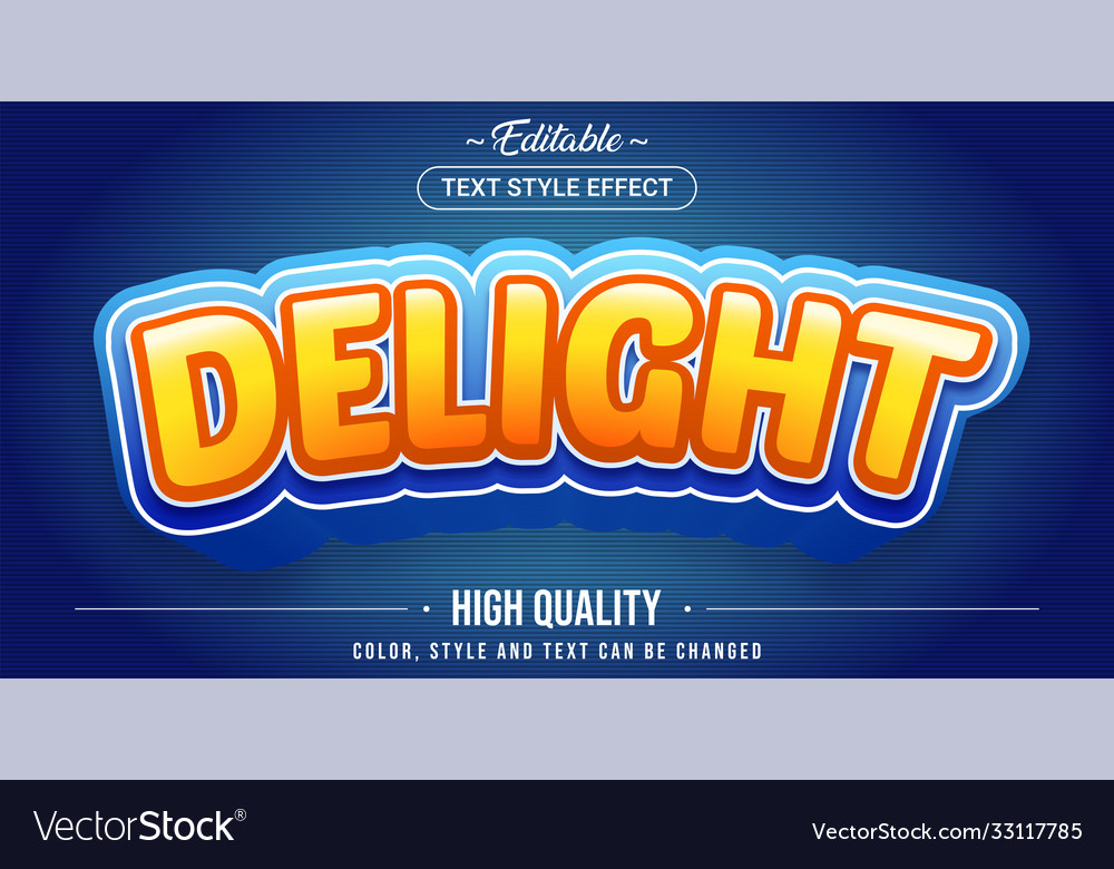 Editable text style effect - delight theme style Vector Image