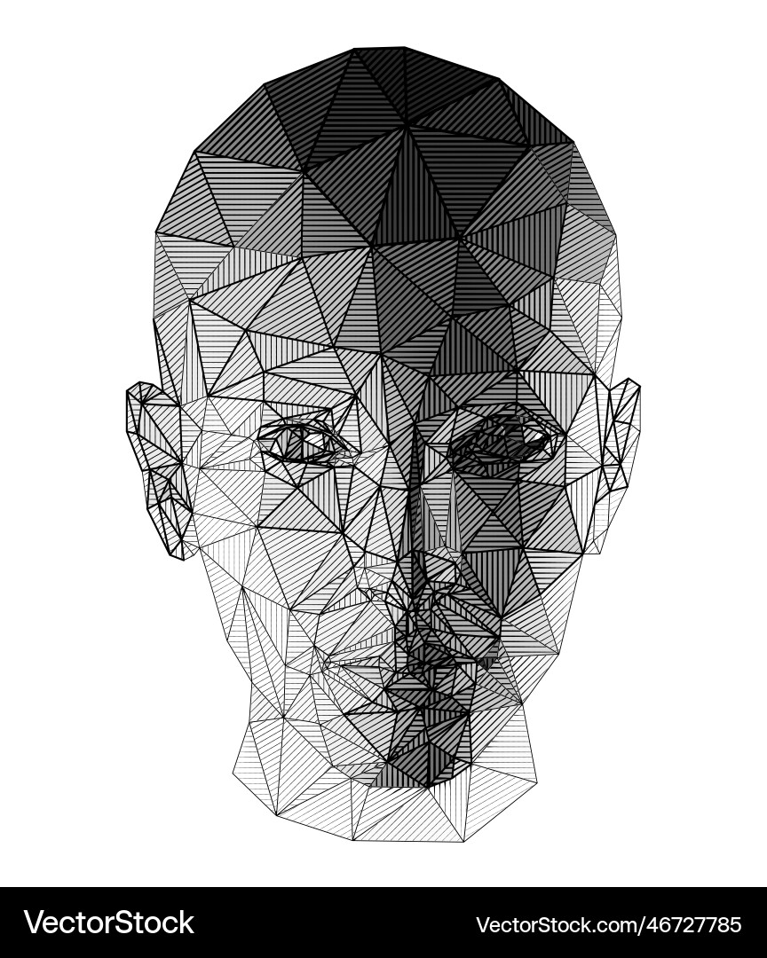 Female head polygonal 3d design Royalty Free Vector Image