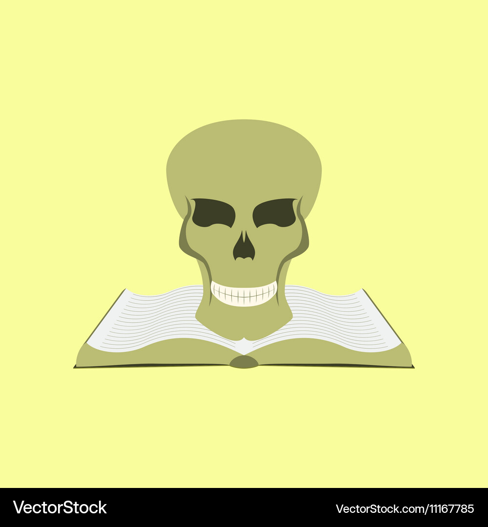 Flat on background of book skull Royalty Free Vector Image