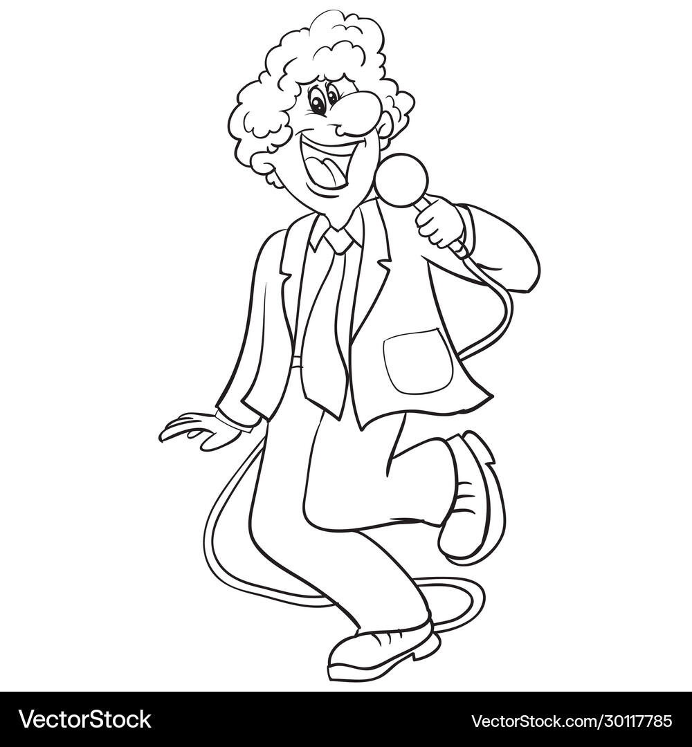 Retro style singer sings into a big round Vector Image