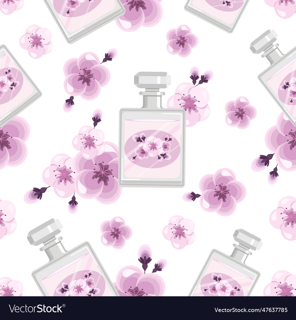 Seamless perfume pattern with flowers Royalty Free Vector