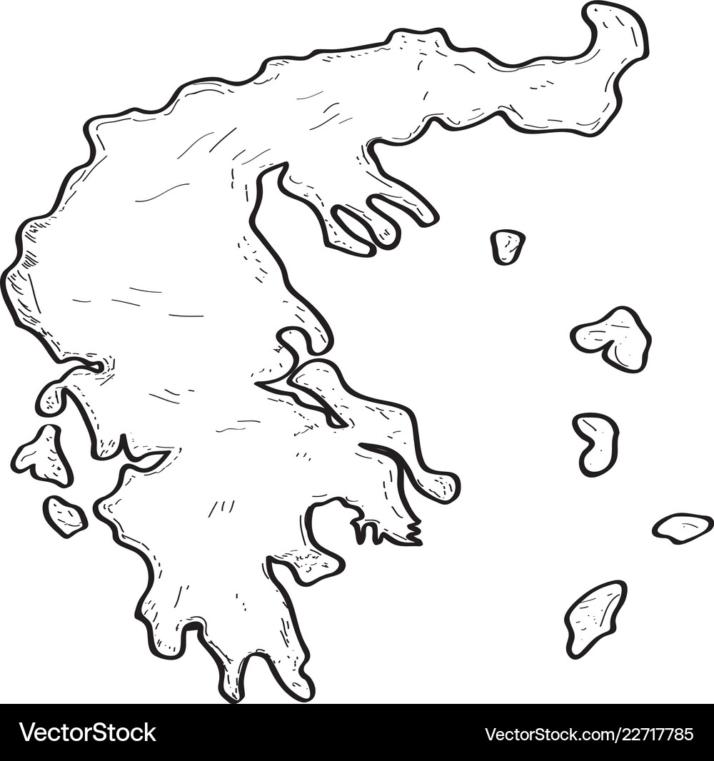 Sketch of a map greece Royalty Free Vector Image