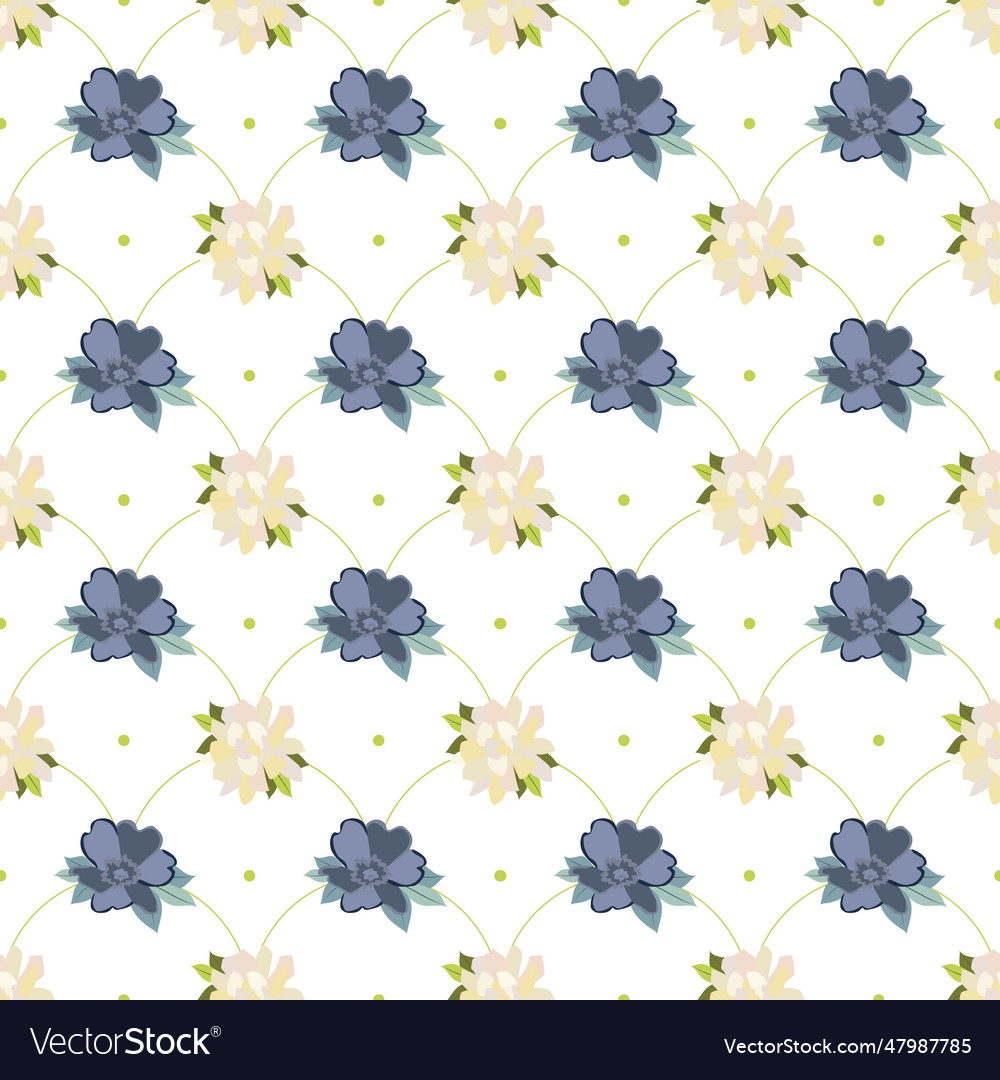 Summer flowers and leaves pattern seamless white Vector Image