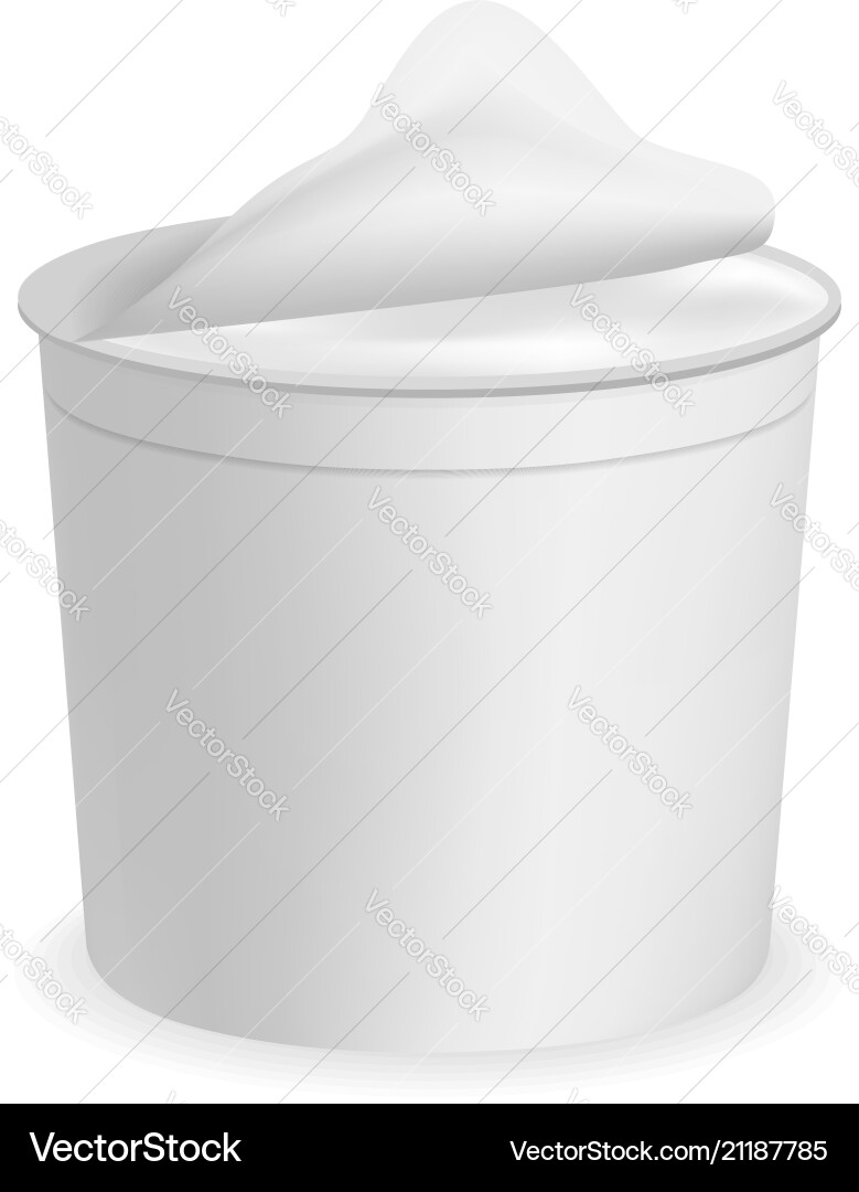 Yogurt box foil cover mockup realistic style Vector Image
