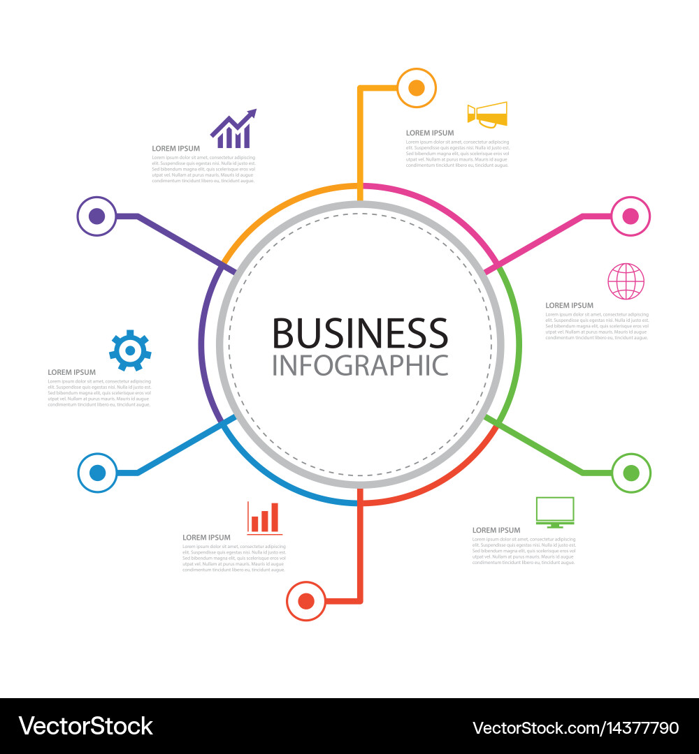6 thin line minimal arrow business infographic Vector Image