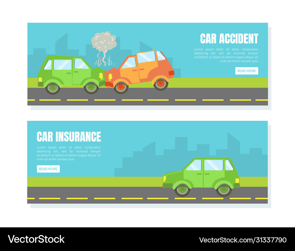 Car accident landing page template set Royalty Free Vector