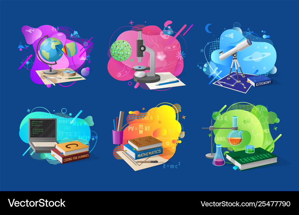 Disciplines and subjects school banners set Vector Image