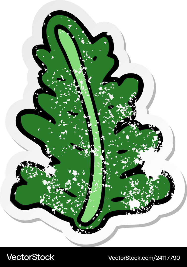 Distressed sticker of a cartoon leaf Royalty Free Vector