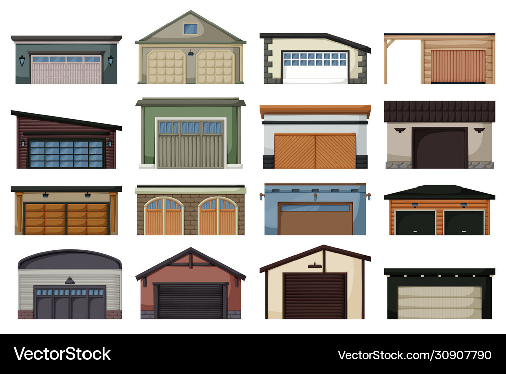 Garage isolated cartoon set icon Royalty Free Vector Image