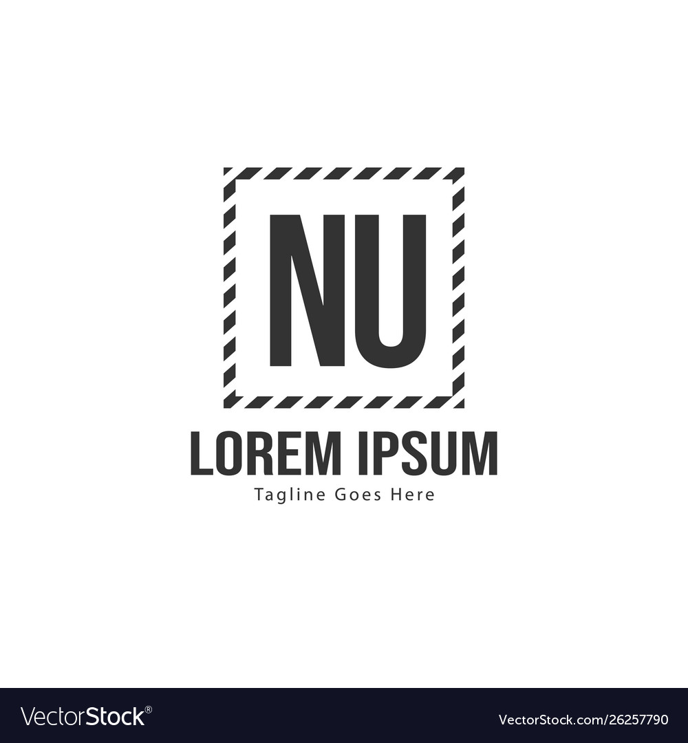Initial nu logo template with modern frame Vector Image