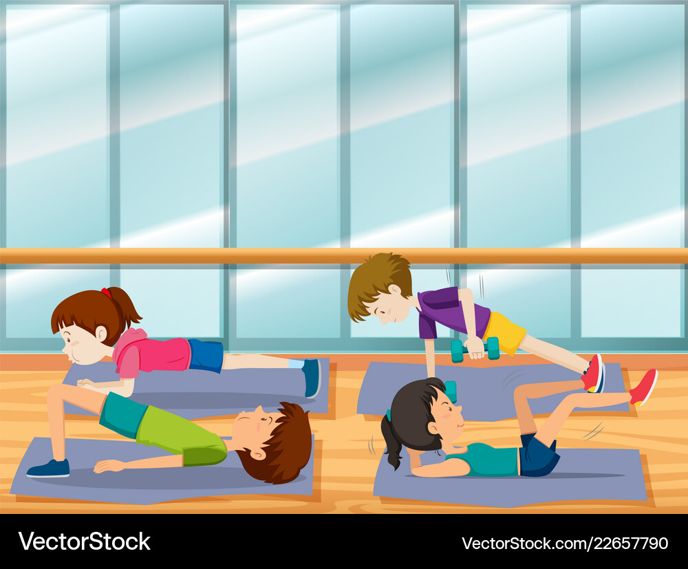 People work out at the gym Royalty Free Vector Image