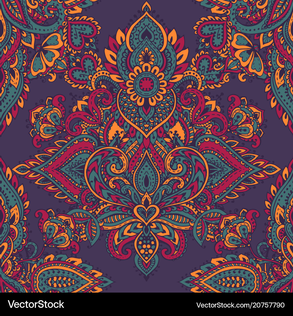 Seamless pattern with henna mehndi floral Vector Image