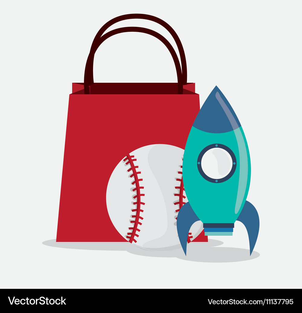 Baseball and rocket toy and game design Royalty Free Vector