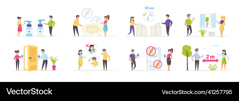 Coronavirus protection and prevention efforts Vector Image