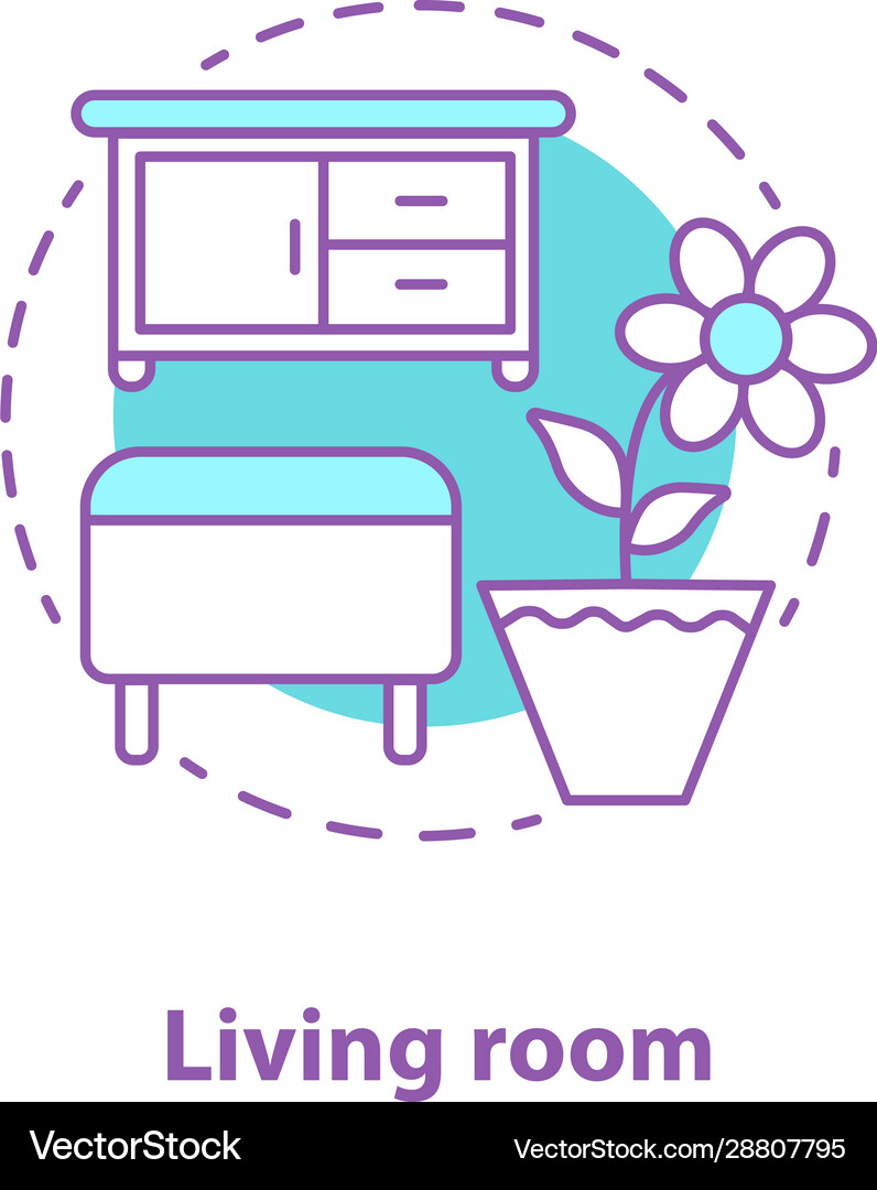 Living room design concept icon Royalty Free Vector Image