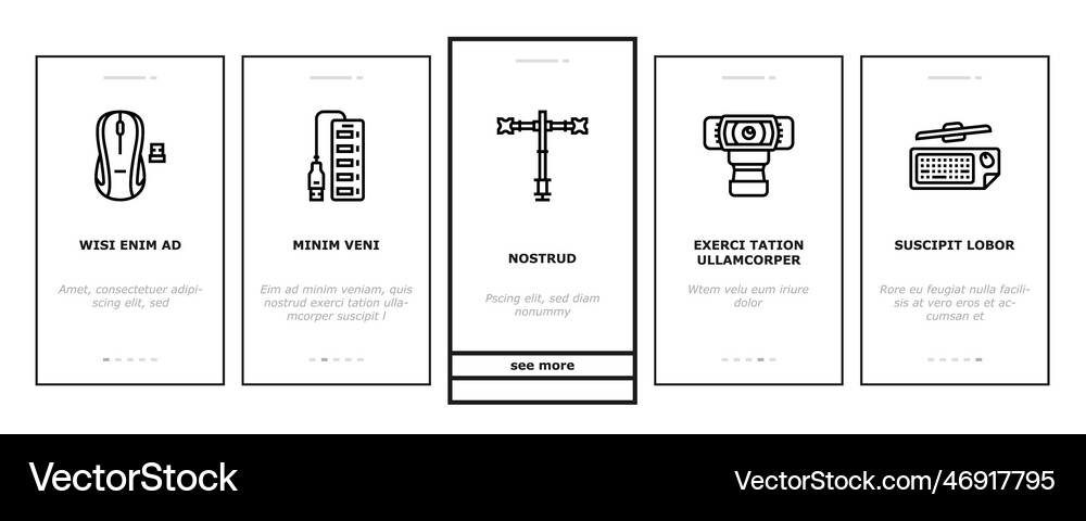 Office gadget computer business onboarding icons Vector Image