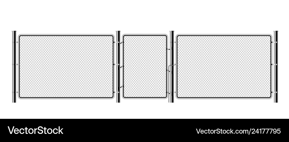 Realistic metal chain link fence Royalty Free Vector Image