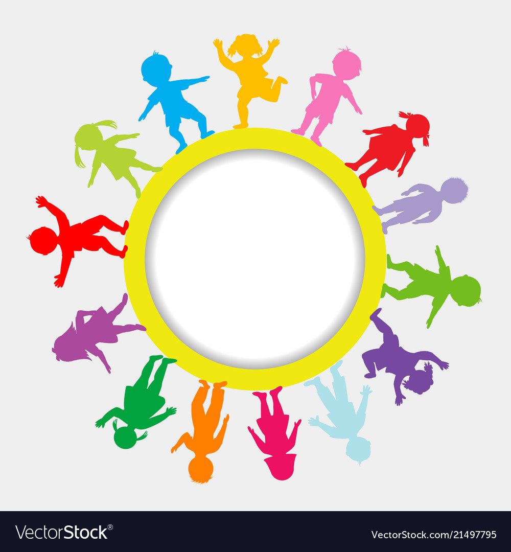 Round frame with doodle children Royalty Free Vector Image