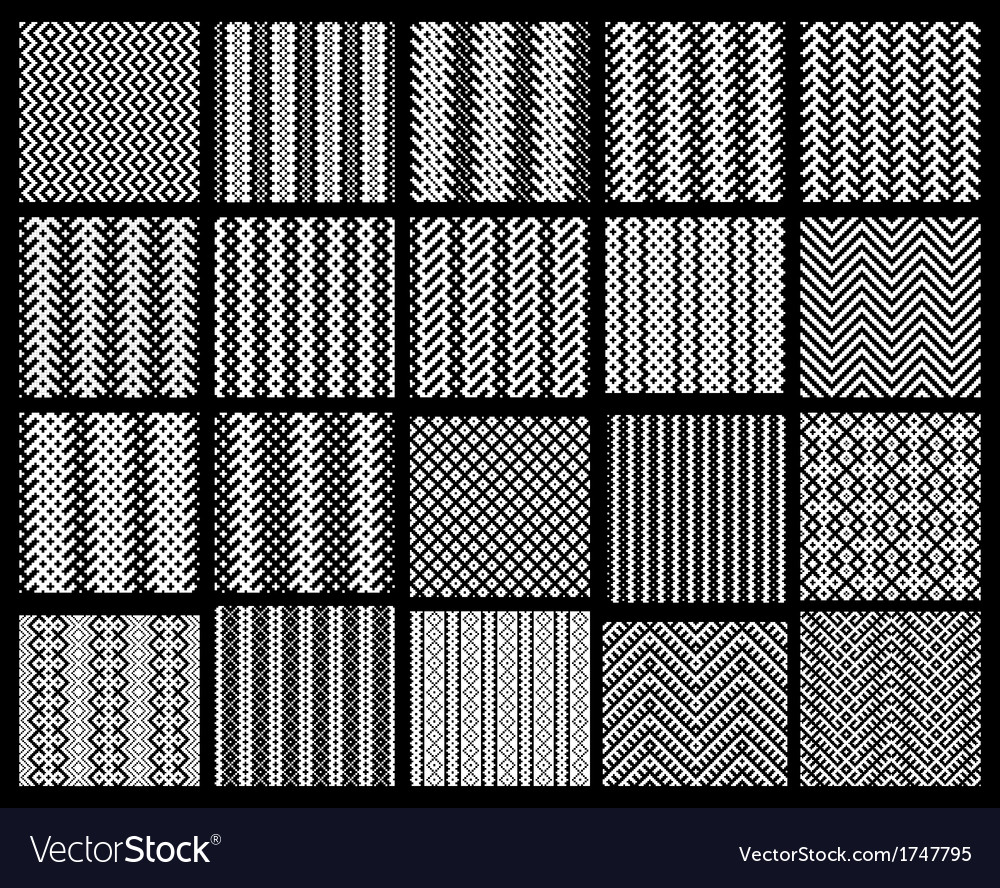 Set of 20 monochrome elegant seamless patterns Vector Image