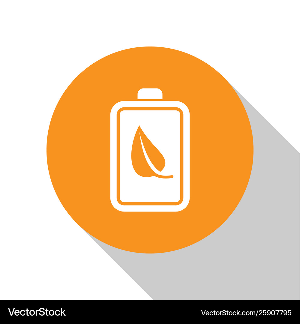 White eco nature leaf and battery icon isolated Vector Image