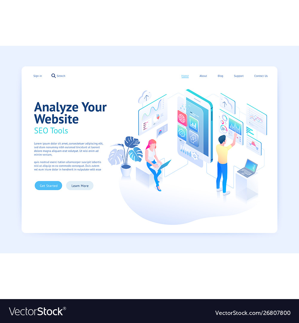 Analyze website application development Royalty Free Vector