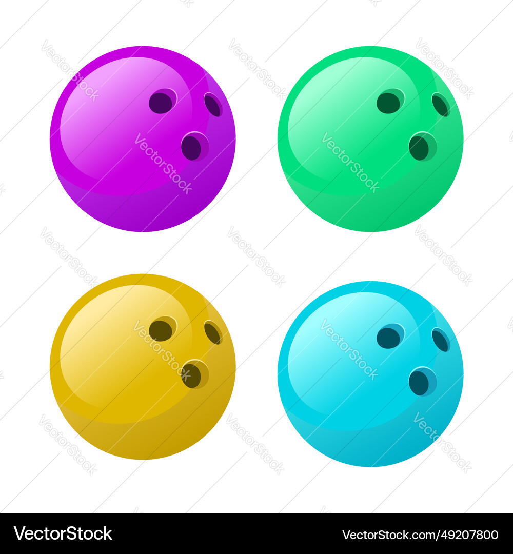 Colorful bowling balls set Royalty Free Vector Image