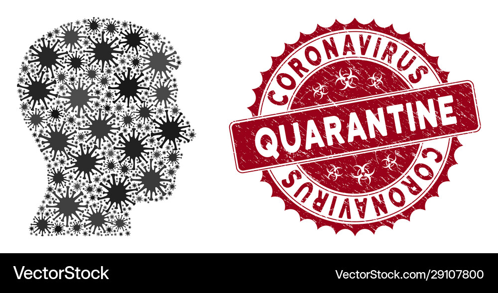 Coronavirus mosaic man head profile icon Vector Image