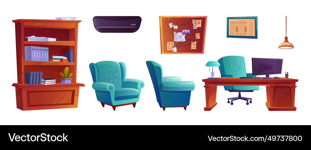Detective office room interior equipment Vector Image