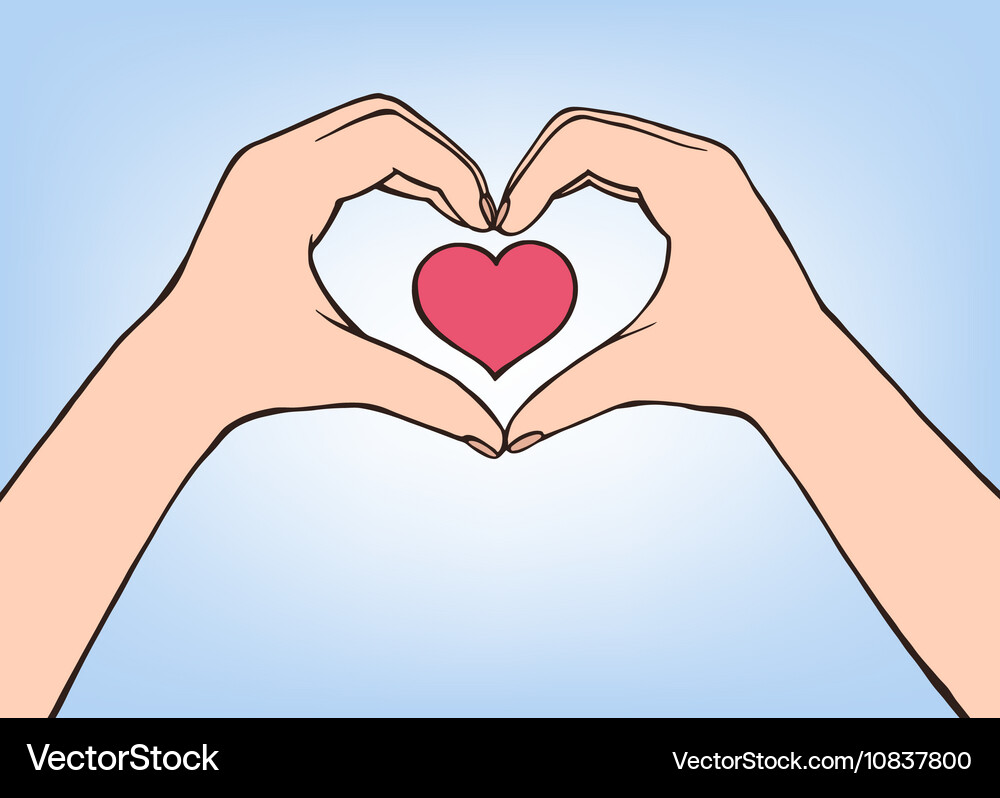 Hand making heart sign female Royalty Free Vector Image