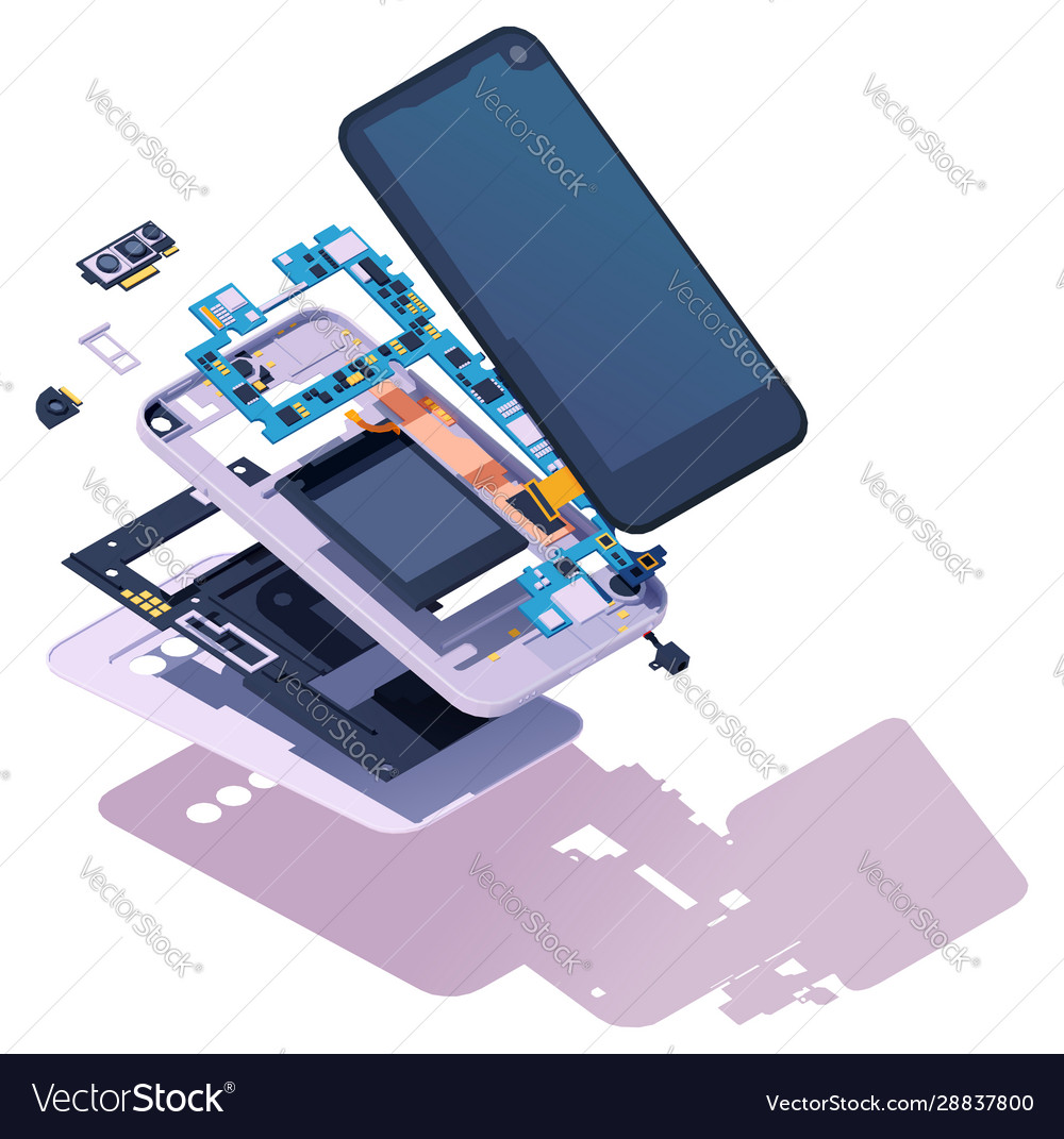 Isometric Disassembled Smartphone Royalty Free Vector Image