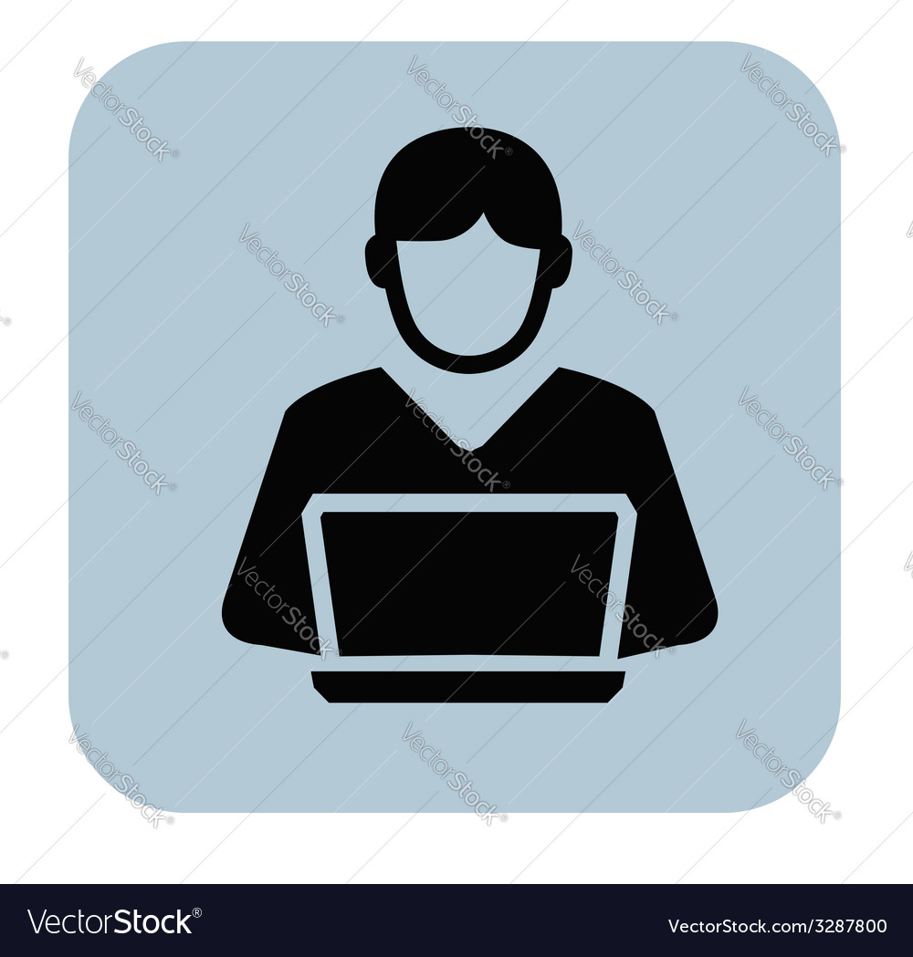 Man and pc Royalty Free Vector Image - VectorStock