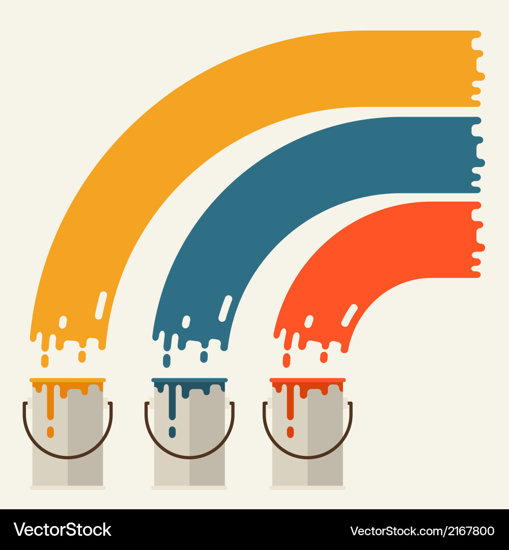 Set of paint cans with colored strips Royalty Free Vector
