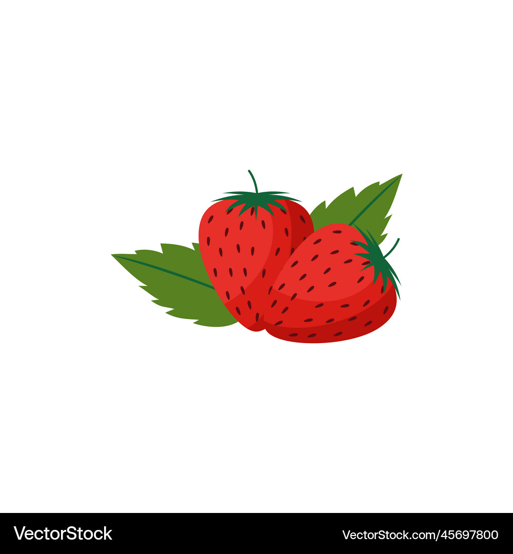 Strawberries flat design clip art Royalty Free Vector Image