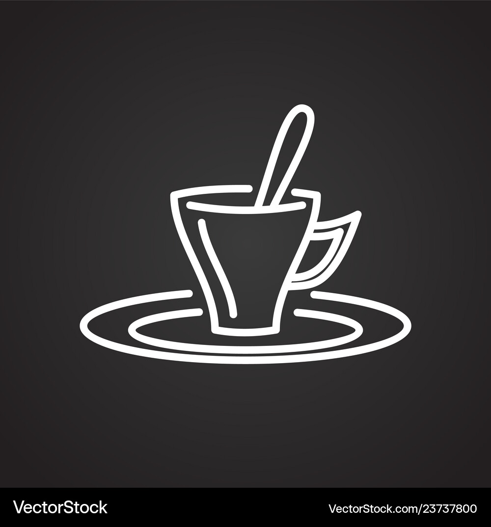 Tea outline icon on black background for graphic Vector Image