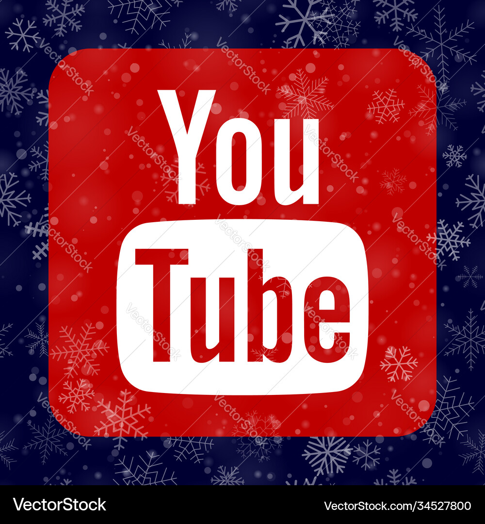 Youtube logo icon with snowflakes Royalty Free Vector Image
