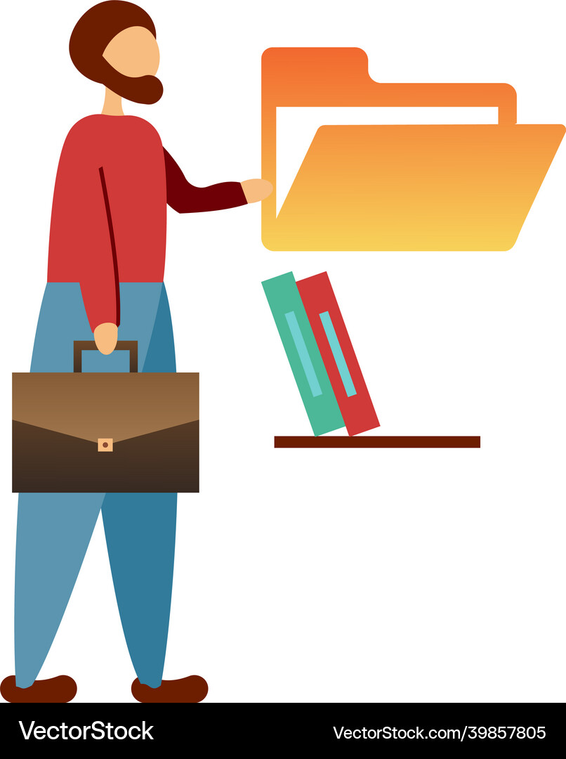 Business man with briefcase icon on white Vector Image