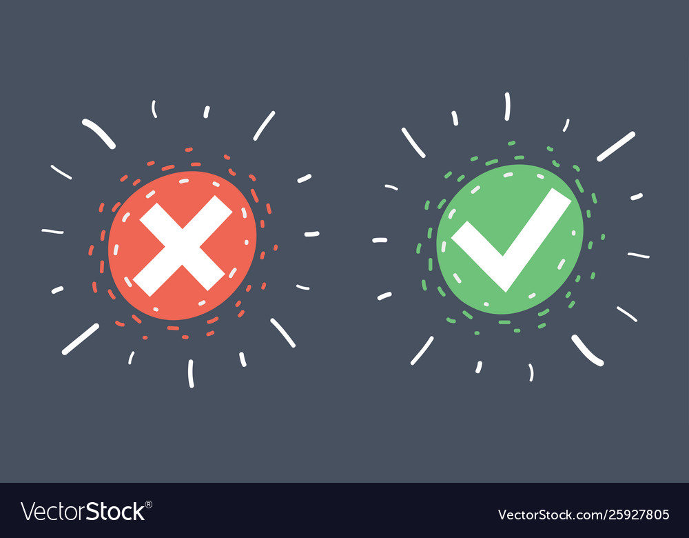 Check box list icons set green and red mark Vector Image Check box list icons set green and red mark Vector Image