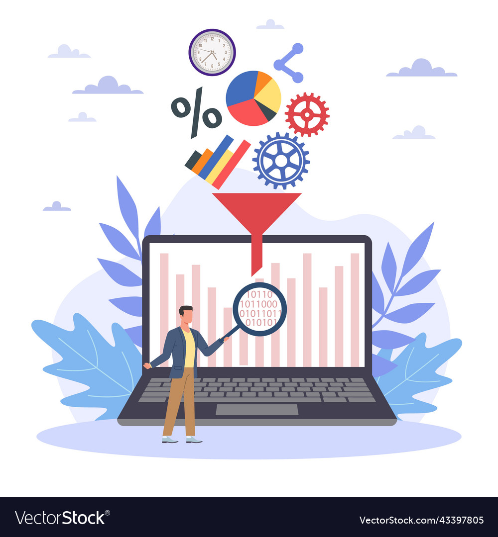 Data filter content analysis management Royalty Free Vector